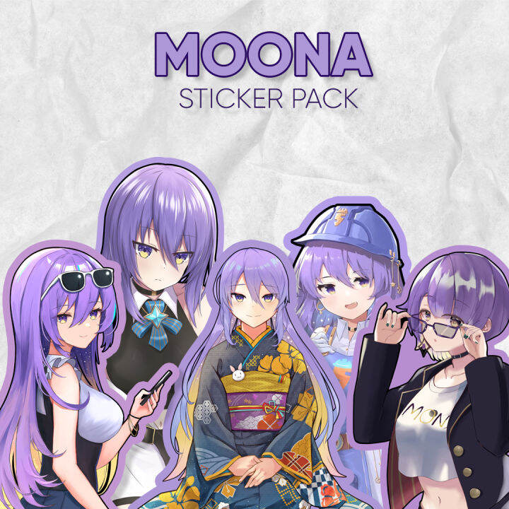 Stiker Pack Moona Hoshinova Hololive Vtuber Anime Sticker Waterproof ...