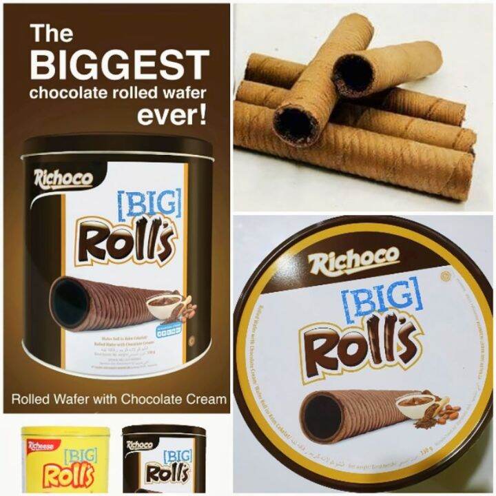 Searson Richoco Big rolls Chocolate Wafer Stick 330g Wafer Sticks w/ Chocolate inside Cookie ...