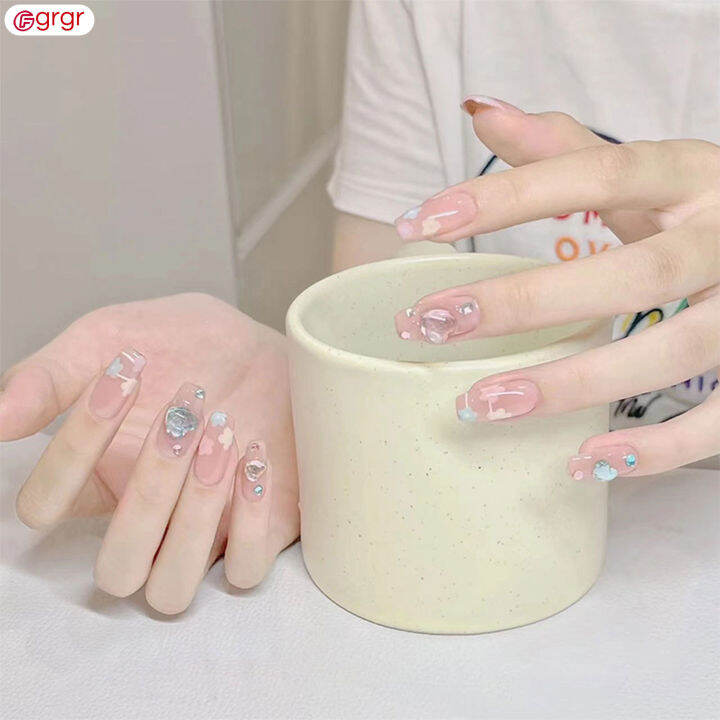 Fgrgr Rhinestone Short Nail Art Manicure Lasting Enough Not Harm to ...
