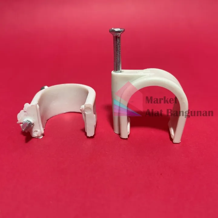 ( PER 10 PCS) Klem Pipa PVC + Paku Beton 3/4“ / Klem Pipa Air Plastik 3 ...