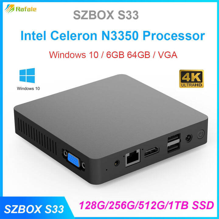 SZBOX S33 Mini PC Intel N3350 Fanless Mini PC Windows 10 6GB 64GB add SSD 2.4G WiFi 1000M VGA HD ...