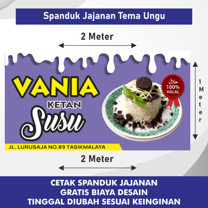 Cetak Spanduk Jajanan/Makanan/Minuman Tema Ungu - Free Desain | Lazada ...