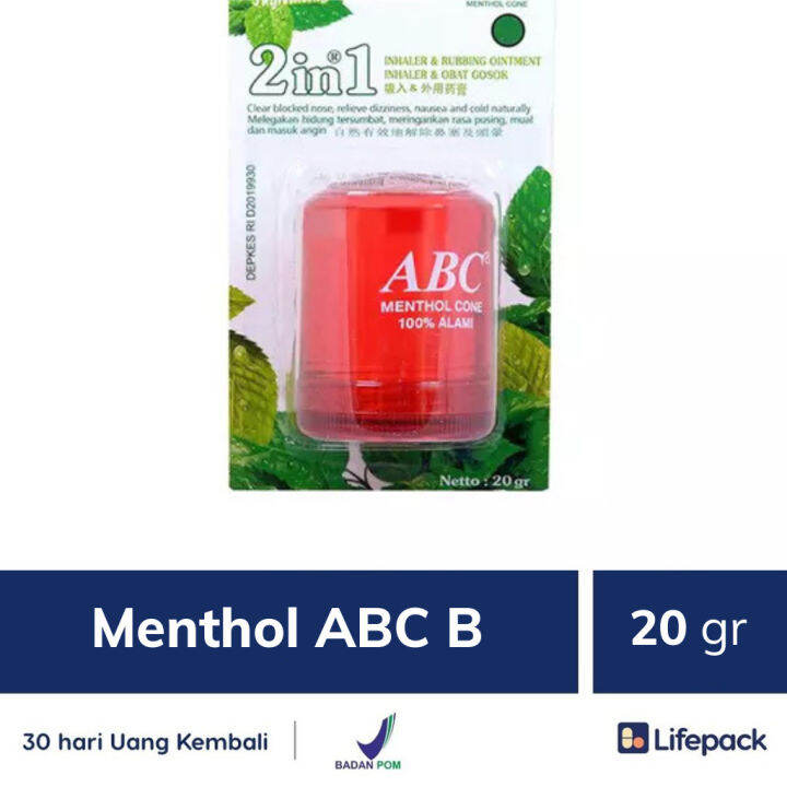 ABC MENTHOL INHALER ORIGINAL 20GR / INHALER ABC MENTHOL 20GR / ABC ...