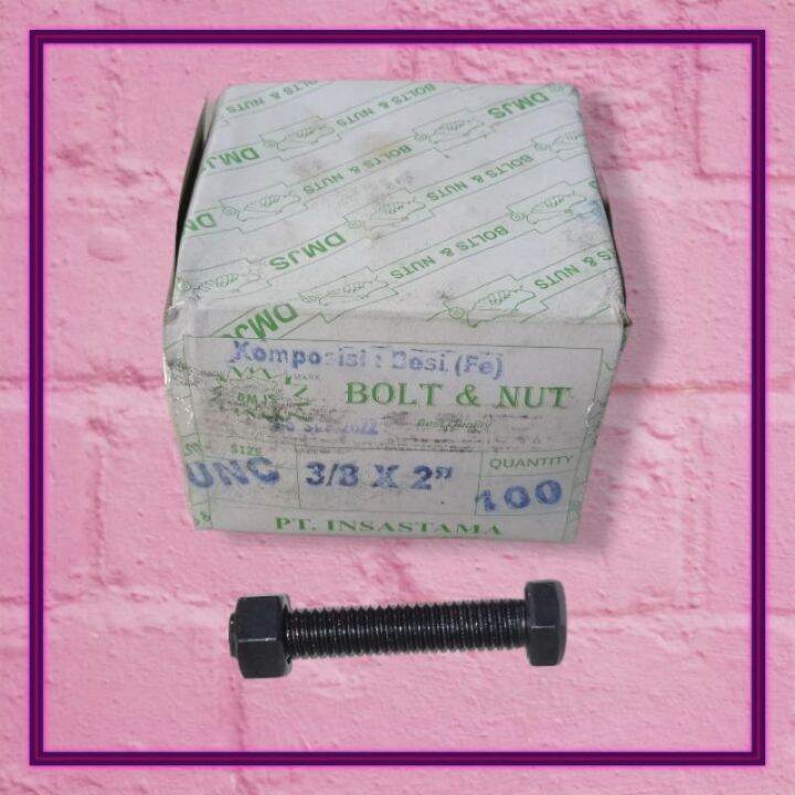 Baut Mur BESI HITAM KUNCI 14 PANJANG 5 CM NC 3/8 X 2 NC 3/8X2 | Lazada Indonesia