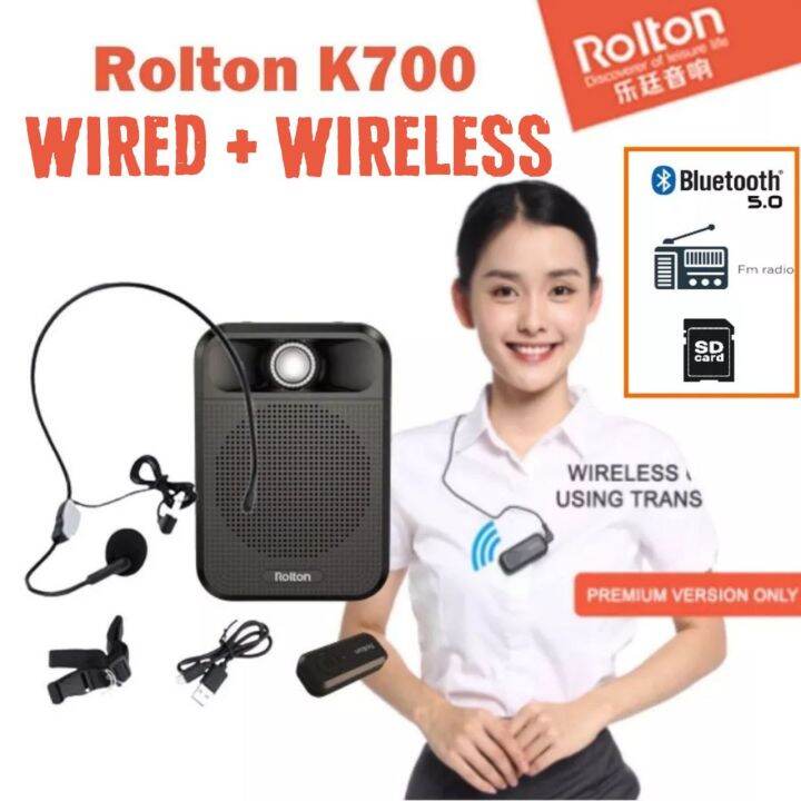 Rolton K700(wireless)Voice Amplifier Microphone Bluetooth 5.0 Speaker ...