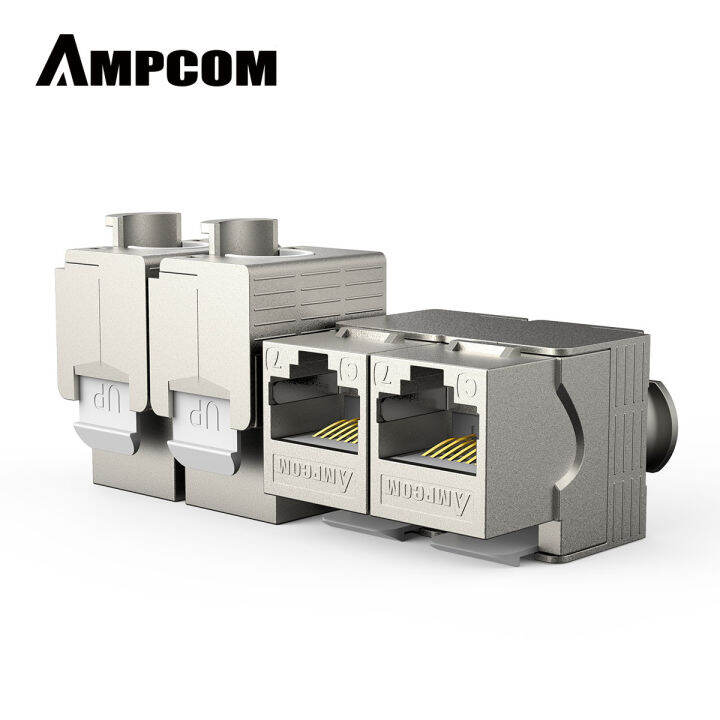 AMPCOM CAT7 แจ็คสโตน, 5/10 PCS RJ45 CAT7Tool-Less STP แจ็คสโตนป้องกัน ...