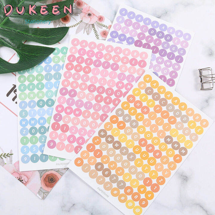 DUKEEN Korean 4Pcs Number Digital Sticker Letter Alphabet Cute Planner ...
