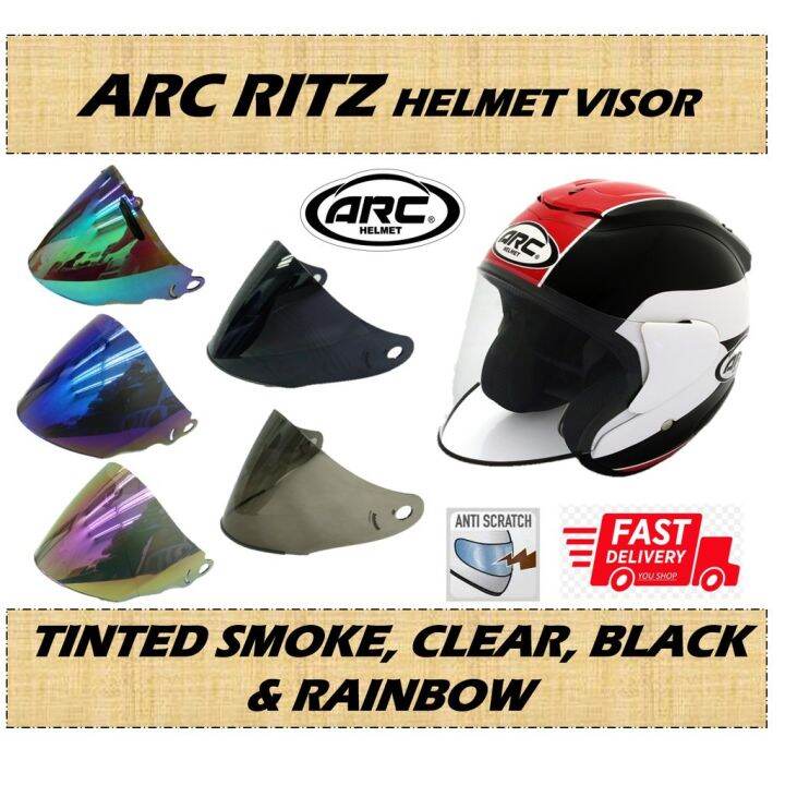 HELMET VISOR ARC RITZ VISOR SMOKE TINTED RAINBOW DARK BLACK CLEAR REVO ...