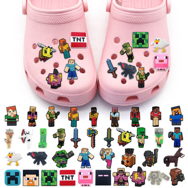 New 1PCS Cartoon Pixel Style Game Minecraft Series DIY Crocs Shoe ...