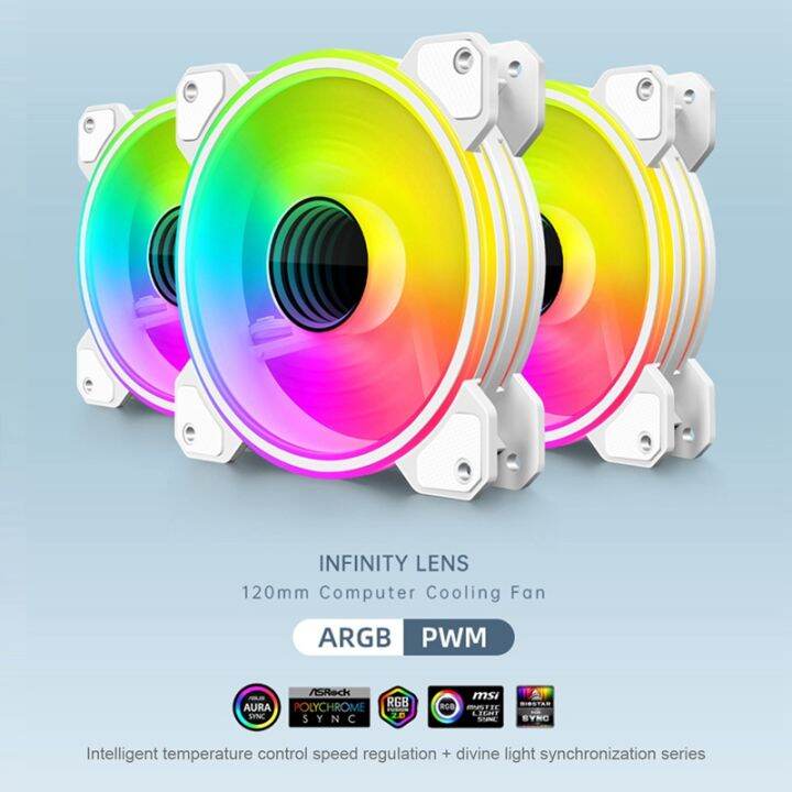 Coolmoon Cpu Cooler Fan 12cm Desktop Computer Fan Pwm Temperature Control Argb Chassis Cooling