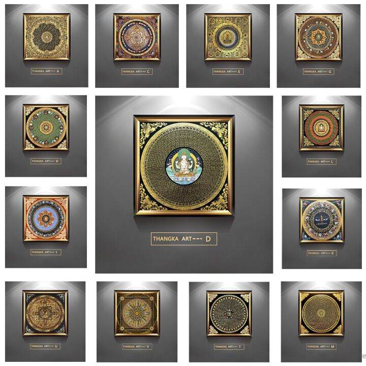 Golden Tibet Thangka Buddha lukisan kitab agama Poster dinding seni ...