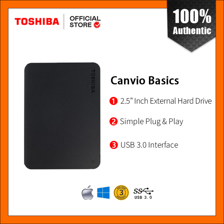 Toshiba Canvio Basics (new) External Hard Disk 1TB 2TB Portable USB 3.0 External HDD 3 Years ...