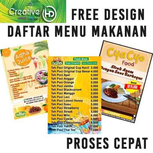 DAFTAR MENU JUALAN 20 X 30 bisa COD dan FREE DESIGN | Lazada Indonesia