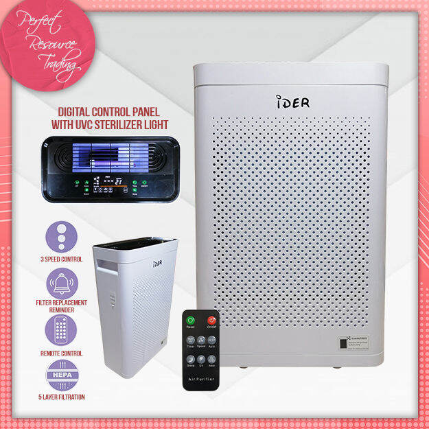 IDER Air Purifier with UV Light New Generation for 100 square meter ...