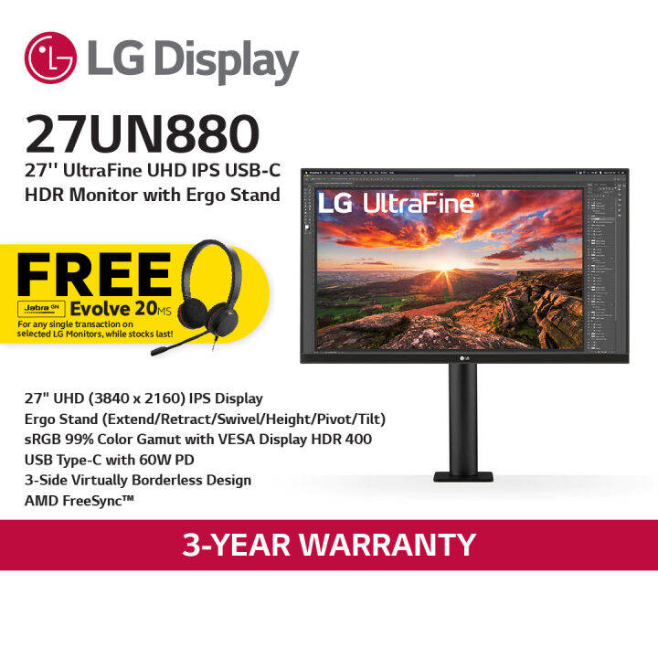 LG 27UN880-B UltraHD Monitor / 27 inch / 3840 x 2160 Resolution / AMD ...