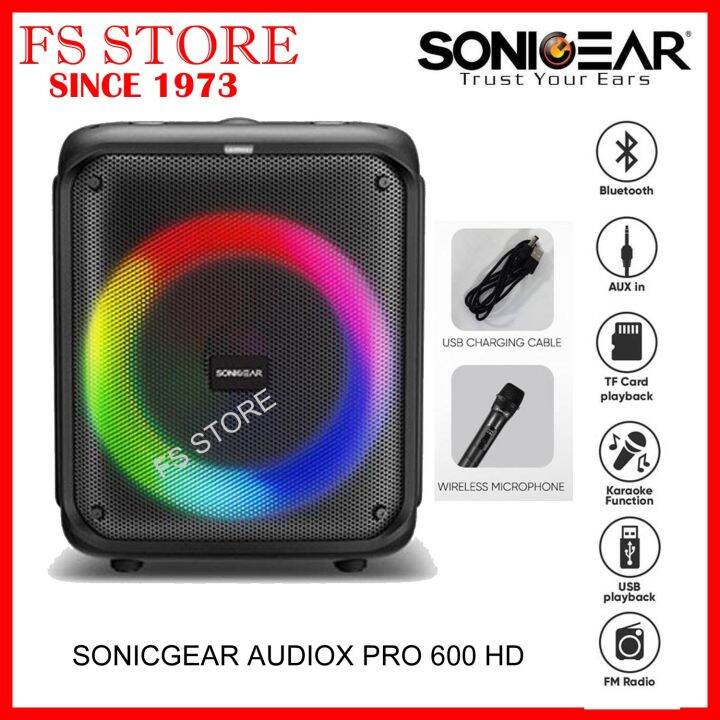 SONICGEAR ORIGINAL MALAYISA AUDIOX PRO 600 HD PORTABLE BLUETOOTH RGB SPEAKER | Lazada