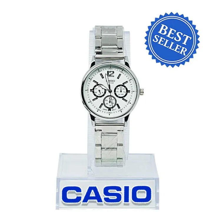 Casio Silver White Dial With Date Stainless Steel Watch for Women ...