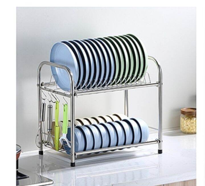 Stainless Steel 2 Tier High Quality Kitchen Dish Drying Rack With Drain ...