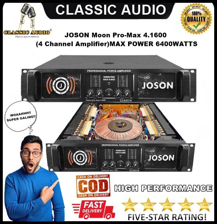 JOSON Moon Pro-Max 4.1600 (4 Channel Amplifier) Max Power 6400 Watts ...