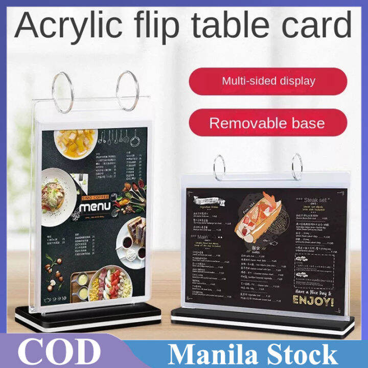 【Manila Stock】A4 Restaurant Menu Board Display Acrylic Display Turning ...