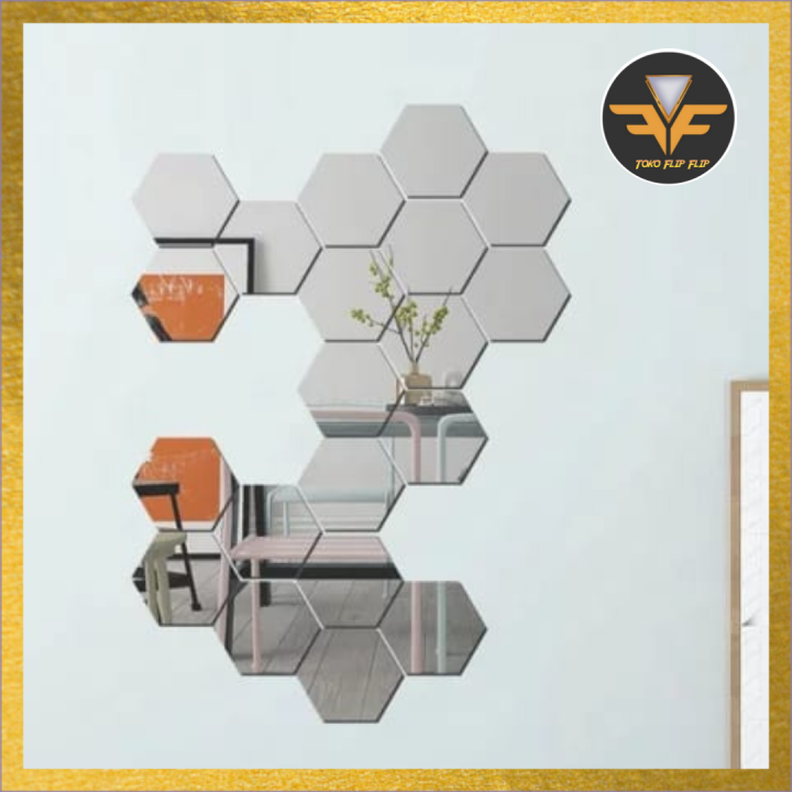 Kaca Cermin Tempel Hexagonal Sticker Mirror Hexagonal Segi Empat ...