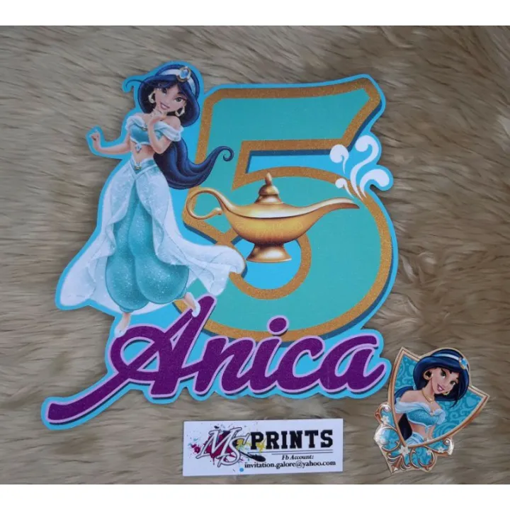 princess jasmine cake topper glittered & cupcake toppers PRE-ORDER ...