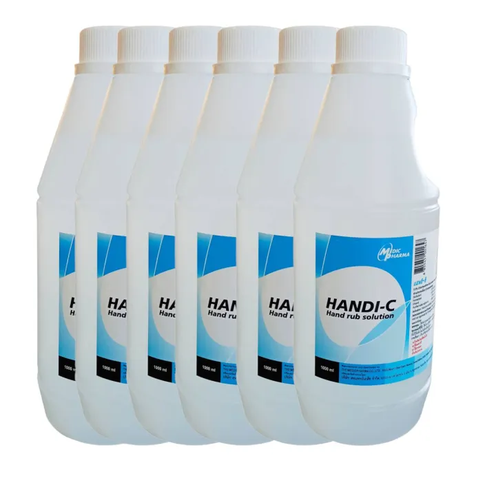 ็แพ็ค 6 ขวด (1000มลต่อ1ขวด) Handi-C แฮนด์ดีซี แอลกอฮอล์ ลางมือ เกรดการแพทย์ Alcohol Handwash ...