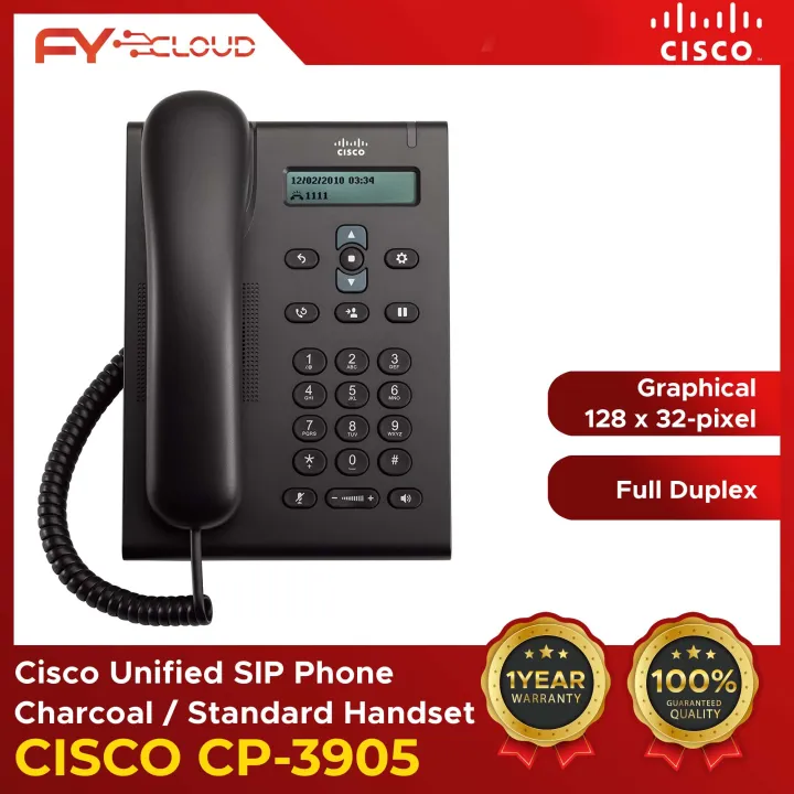 Cisco Unified SIP Phone CP-3905 | Charcoal, Standard Handset 10/100BASE-T wired Ethernet LAN ...