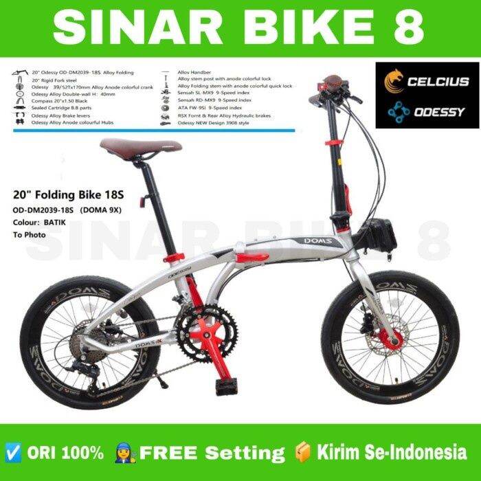Sepeda Lipat Ukuran 20 Inch ODESSY DOMS 9X 18 Speed Alloy Rem Hidrolik ...