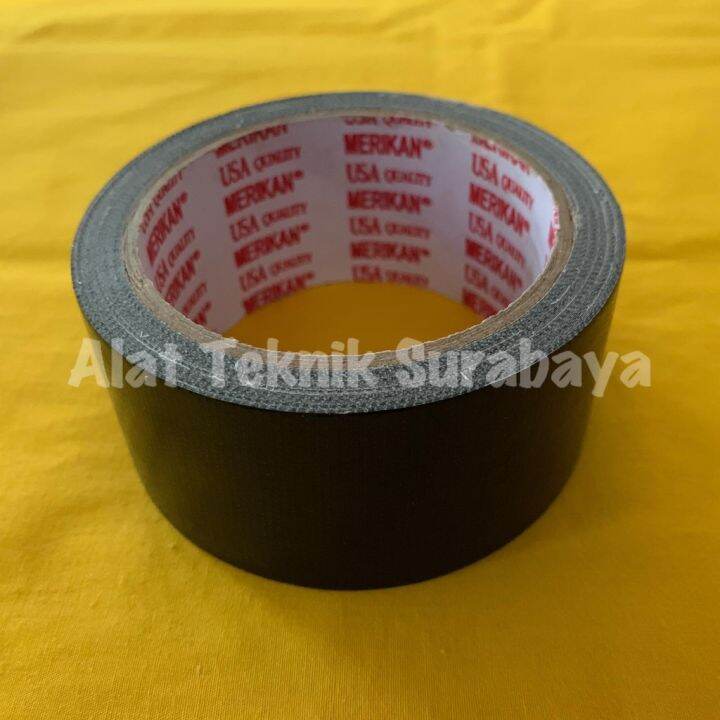 ISOLASI LAKBAN HITAM MERIKAN 10 M METER BESAR SOLASI KAIN CLOTH TAPE ...