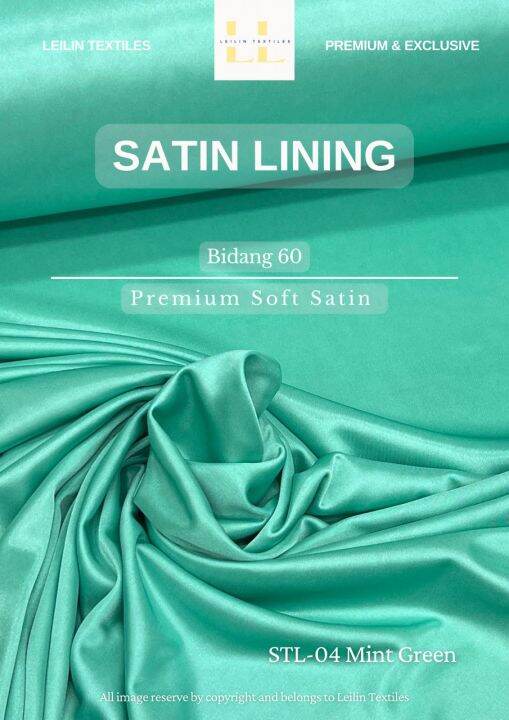 Kain Satin Sesuai Utk Lining Bidang 60" Open Meter (0.5m) LEILIN ...