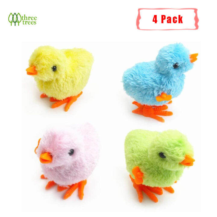 4 Pack Wind Up Jumping Cute Chick Stuffed Toys 4 Colors Little Chicken ...