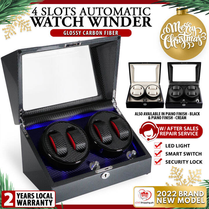 4-Slot Automatic Watch Winder with Different Modes - GLOSSY CARBON ...
