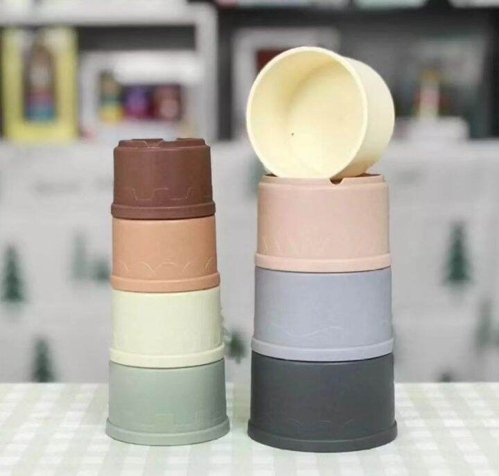 8pcs Baby Stacking Cups Montessori Stackable Nesting Cups Bath Toy with ...
