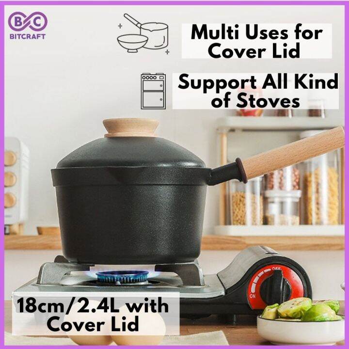 Taste Plus Motoki Non Stick Pot 18cm 2.4L Milk Pot with Cover Lid Sauce ...