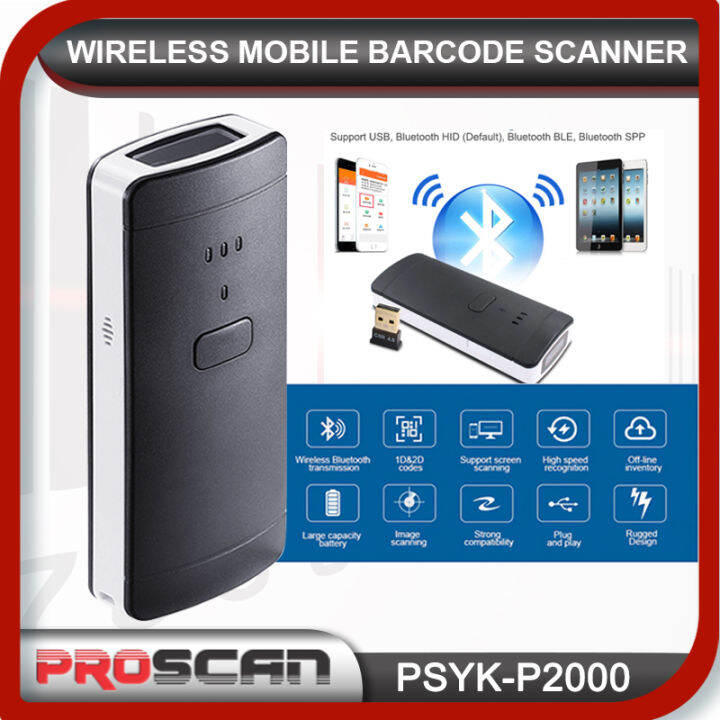 PROSCAN YK-P2000 Bluetooth Pocket Portable Wireless Bluetooth Barcode ...