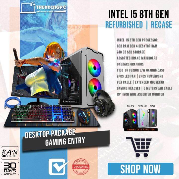 Computer set i5 8th gen 8gb ram ddr4 240gb ssd with gaming case ...