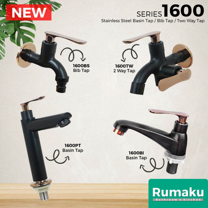 SUS 304 Stainless Steel Bathroom Basin Tap Bib Tap Two Way Tap Water ...