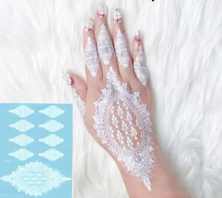 (Malaysia Stock) Henna Instant White/ Lace Tattoo Stickers Waterproof ...