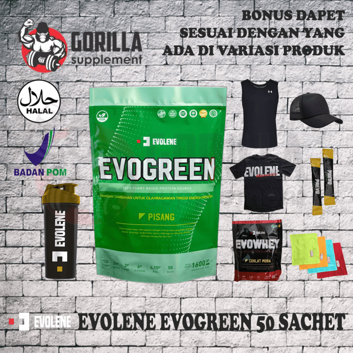 EVOLENE EVOGREEN 1600 Gram 50 Sachet Serving VEGAN PROTEIN Plant Based ...