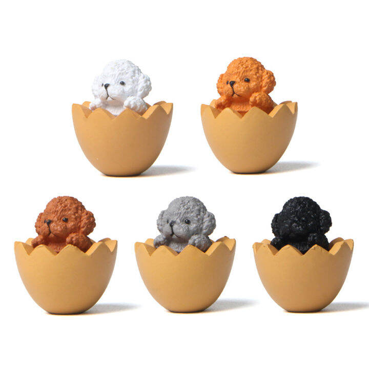 Microgood รูปจำลองสุนัขน่ารัก5ชิ้น PVC เปลือกไข่พุดเดิ้ลเครื่องประดับแบบจำลองแข็งทึบศิลปะการทำ ...