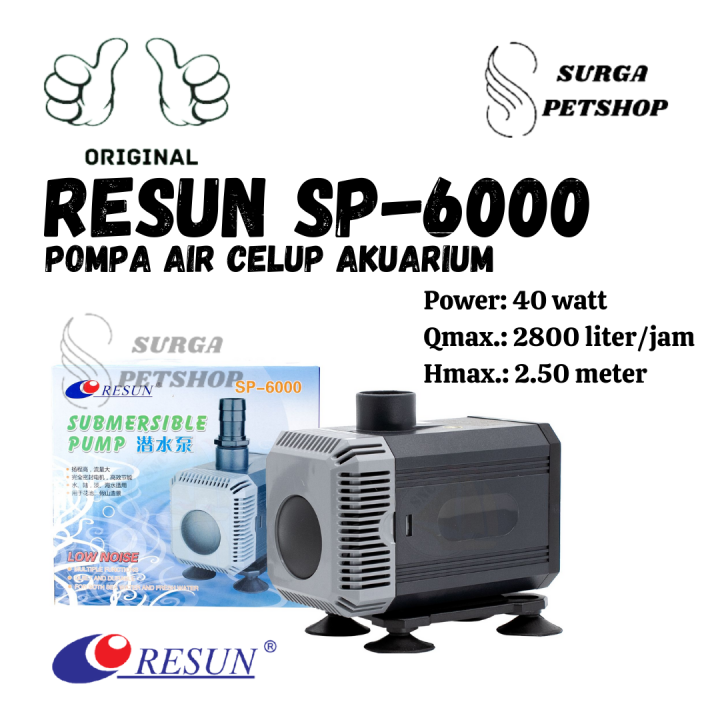 RESUN SP 6000 Pompa Air Celup Akuarium Kolam Ikan SP6000 Submersible Pump Kebutuhan Akuarium ...