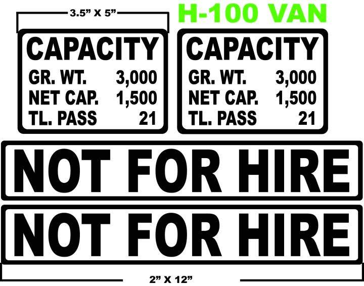 CAPACITY STICKER FOR H100 VAN | Lazada PH