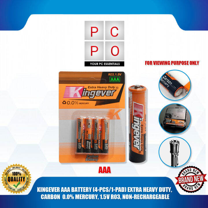 KINGEVER AAA BATTERY (4-PCS/1-PAD) EXTRA HEAVY DUTY, CARBON 0.0% ...