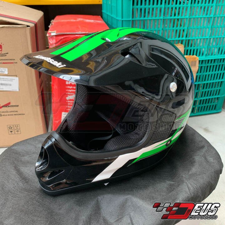 Helm Full Face Cross Kawasaki Original KLX / Helmet Motocross Trabas ...
