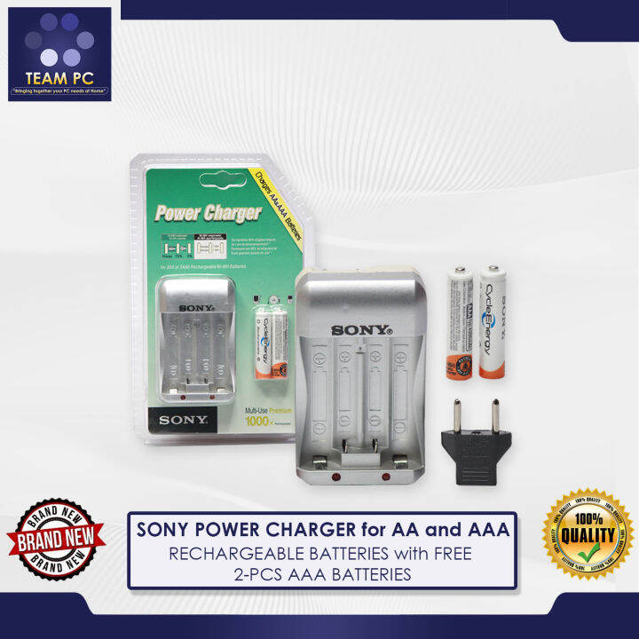 SONY POWER CHARGER for AA and AAA RECHARGEABLE BATTERIES with FREE 2 ...
