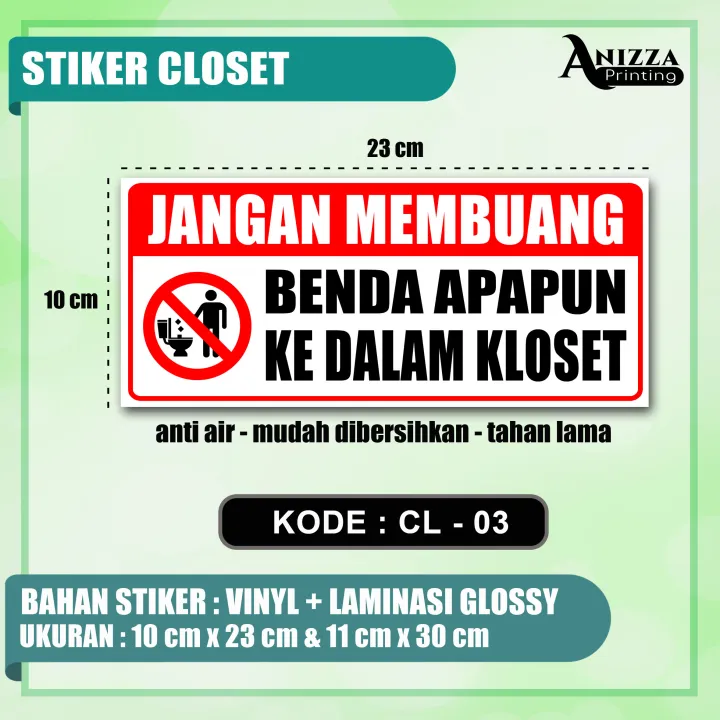 STIKER LARANGAN DI CLOSET ( LAMINASI GLOSSY ) | Lazada Indonesia