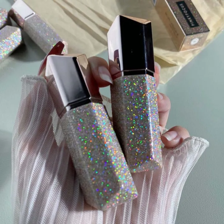 Pinky Focus Cute Bling Starry Lipstick Gentle Milk Tea Color Lipstick ...