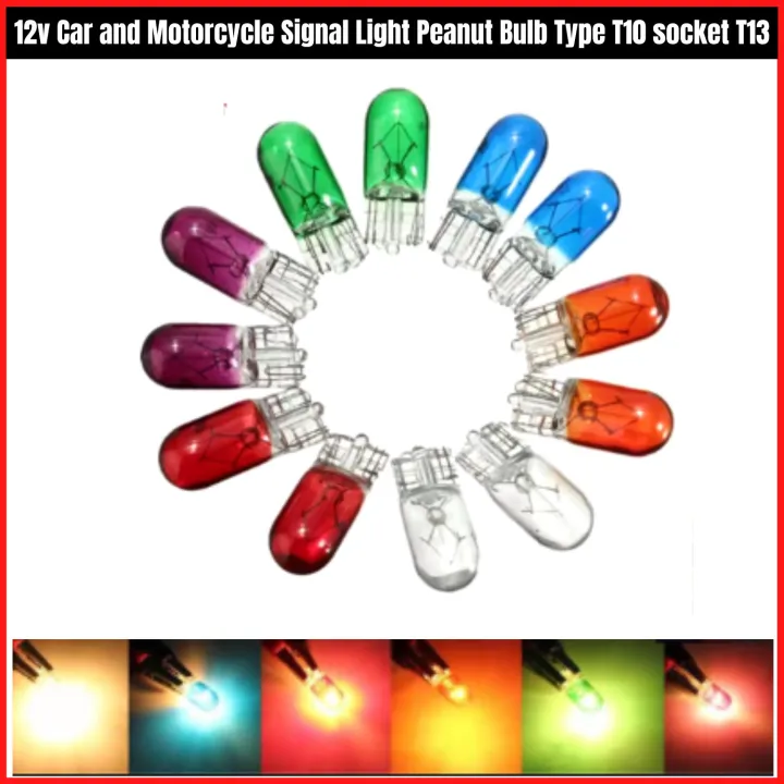 12v Car and Motorcycle Signal Light Peanut Bulb Type T10 socket T13 ...
