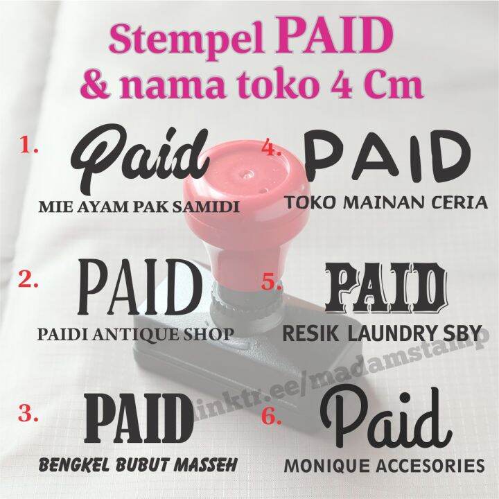 stempel PAID 4cm lunas nama toko perusahaan nota kasir flash stamp ...